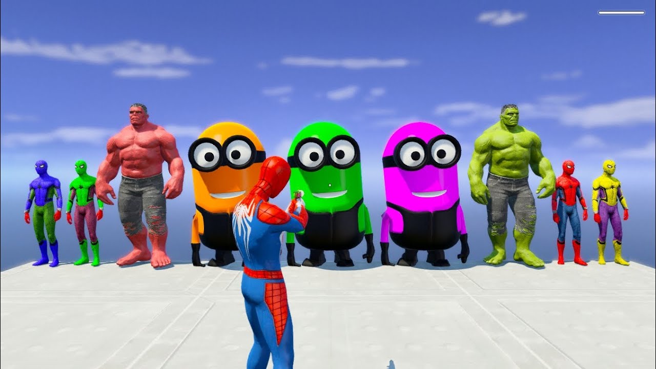 SPIDERMAN VS COLORFUL MINIONS (Euphoria Physics & Funny Fails) #004 ...