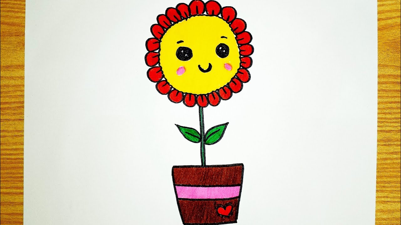 How to draw a cute flower||Easy drawing of a flower||cute drawing - YouTube