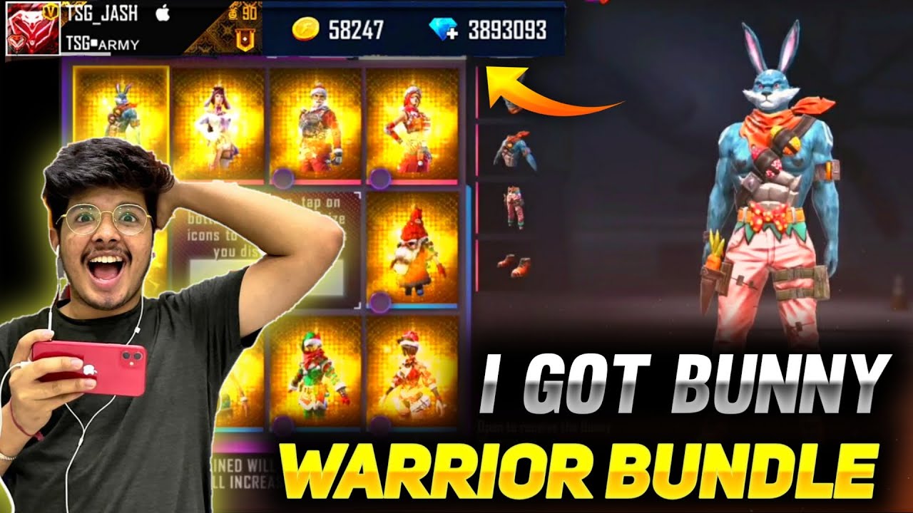 I Got Bunny Warrior Bundle In 1 Spin😱 | Most Rare Bundle In Free Fire ...