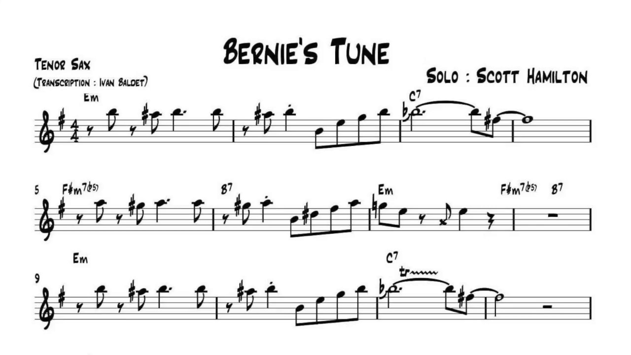 Scott Hamilton plays :Bernie's Tune (Solo Transcription) - YouTube