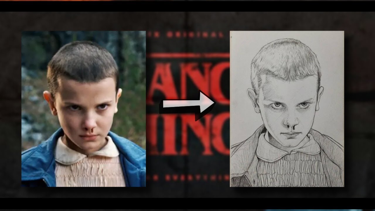 how to draw eleven | stranger things | milli bobby brown - YouTube