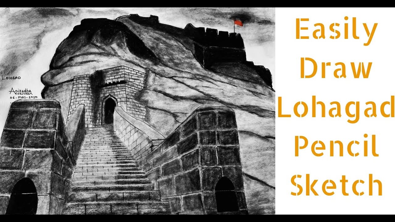How to draw Lohagad Pencil sketch II Jay Shivray - YouTube