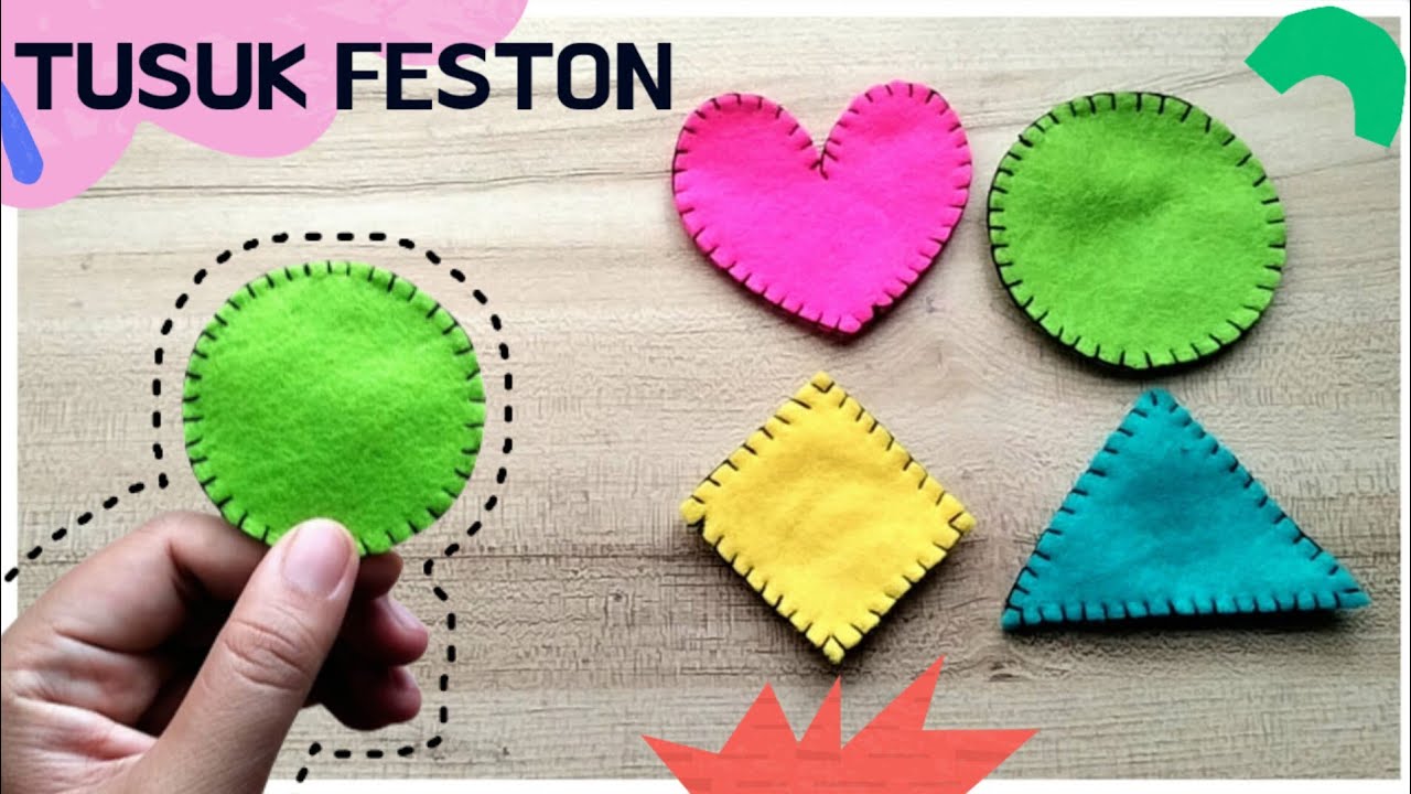 Tusuk Feston || Menjahit Kain Flanel dengan Tusuk Feston || Teknik ...