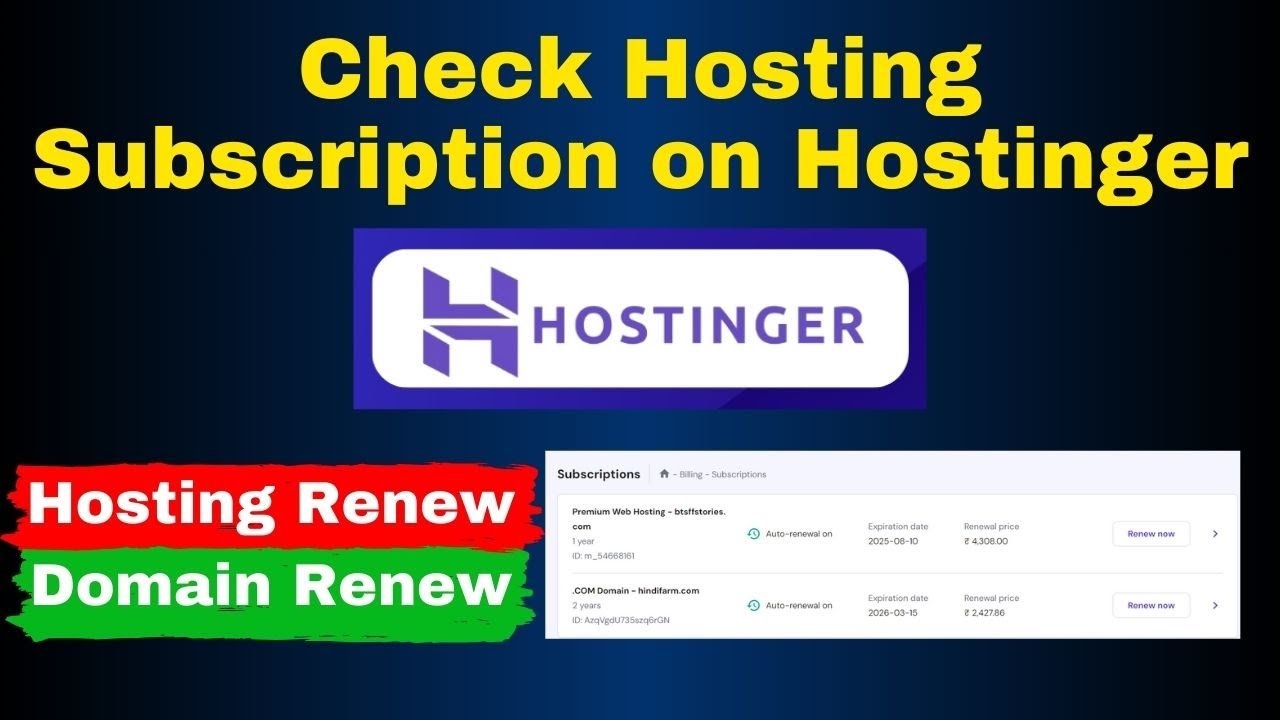 How to check hosting and Domain subscription on hostinger - YouTube