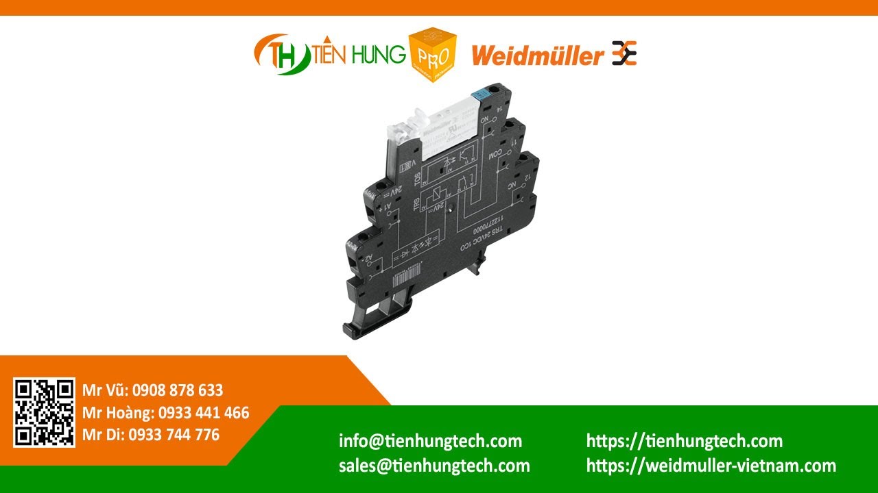 WEIDMULLER - RELAY MODULE TRS 24VDC 1CO - 1122770000 TIENHUNGTECH - YouTube