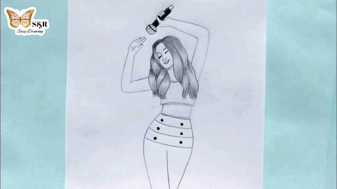How to draw a girl singing in love song - YouTube
