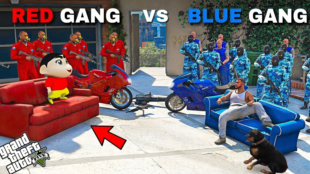 Shin chan Red Gang Vs Franklin Blue Gang Biggest Fight in GTA 5 ! in ...
