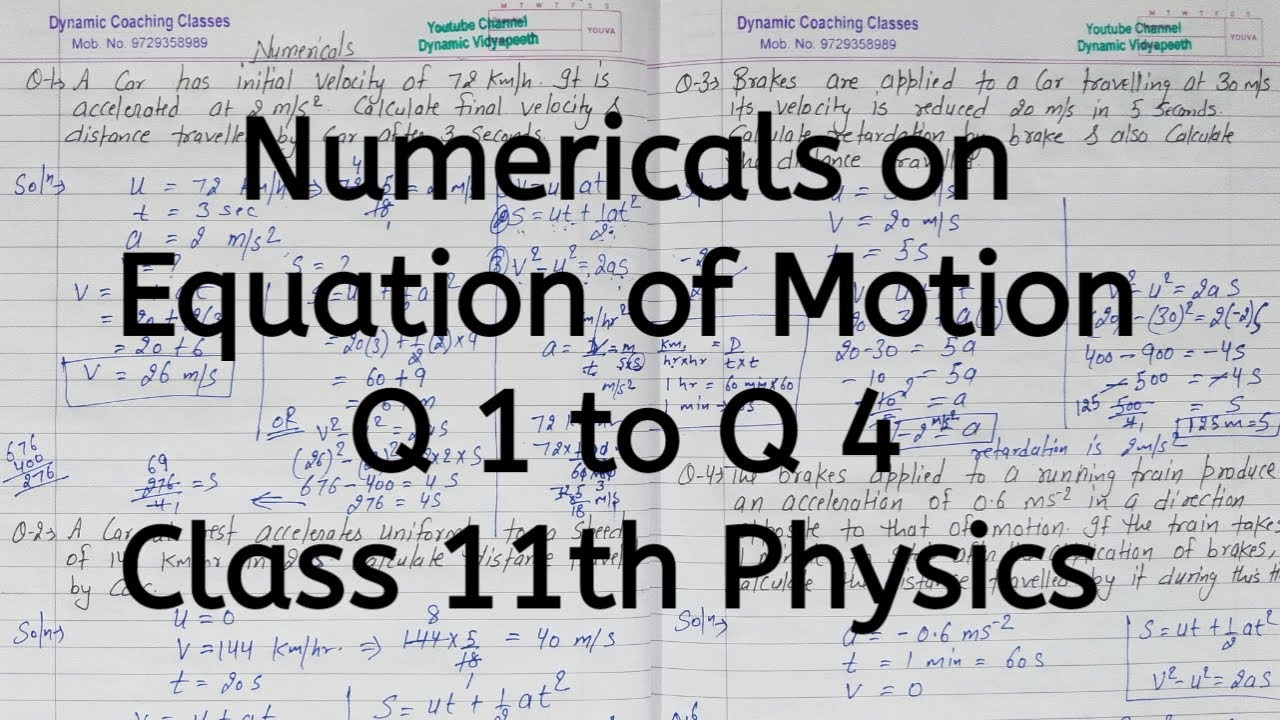 Numericals on Equation of Motion | Chapter 2 | Motion in a Straight ...