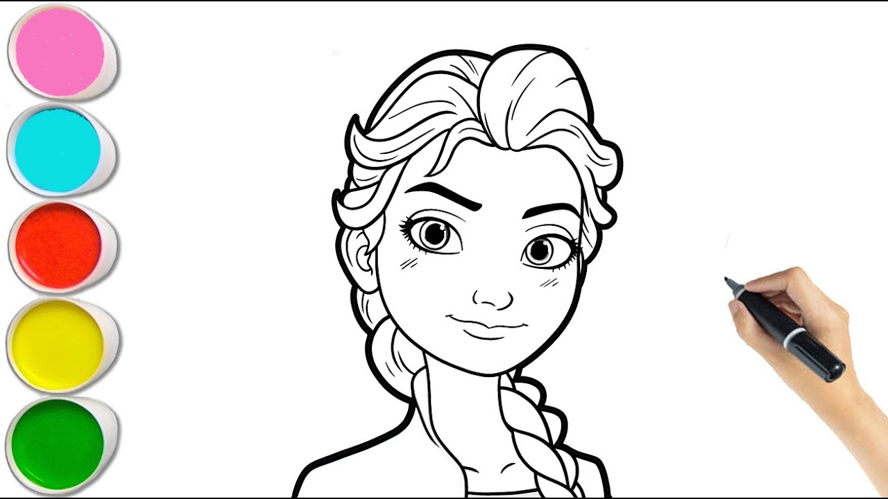 Elsa Princess Drawing Easy || Learn to Draw and Color Frozen For Kids ...