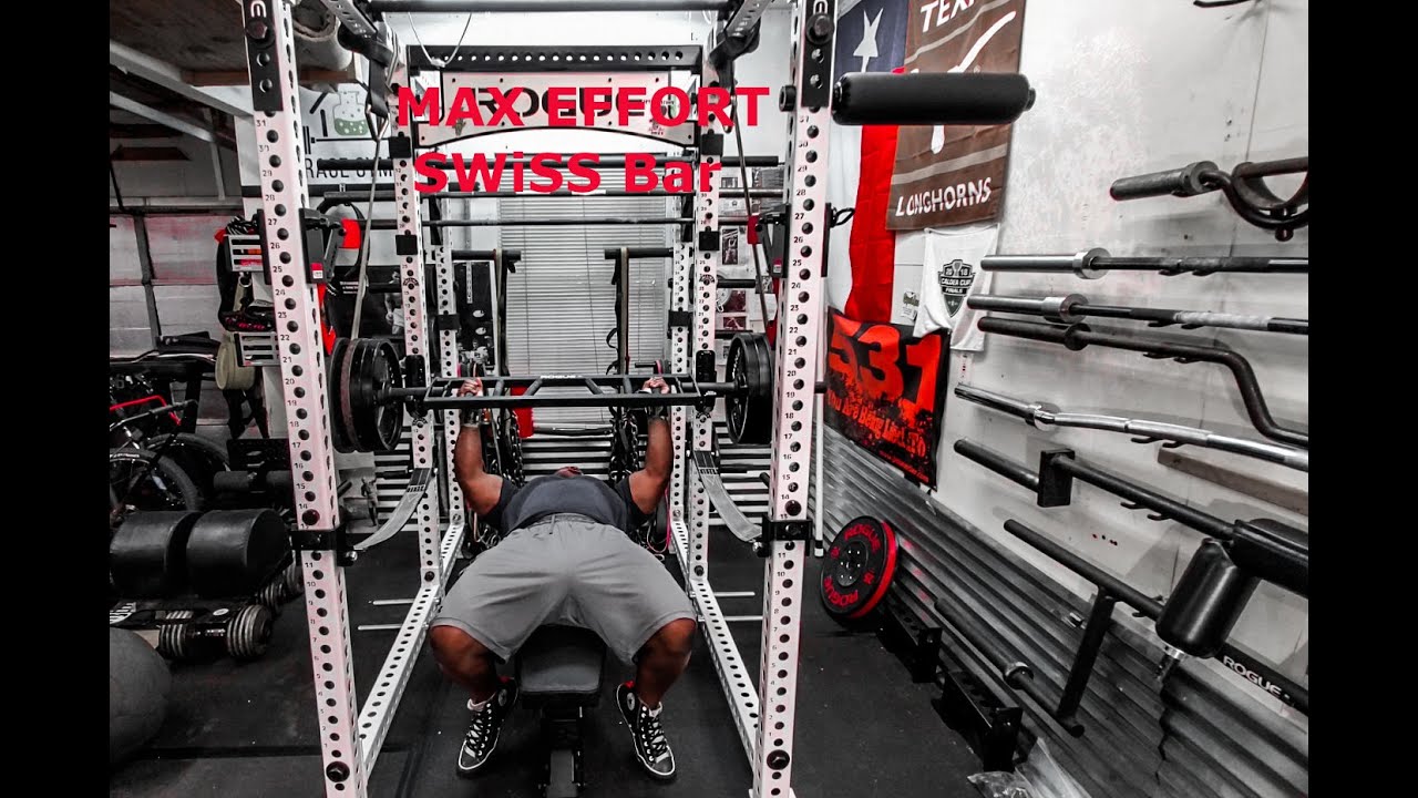 Max Effort Bench Press Reverse Swiss Bar BP ( garage gym athlete) - YouTube
