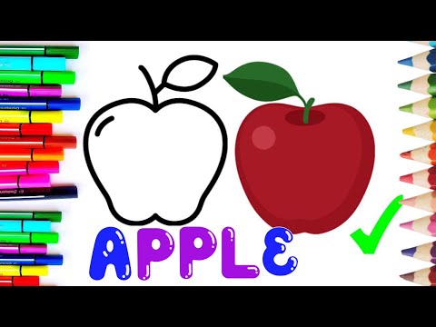 HOW TO DRAW THE LETTER A AND AN APPLE // A HARFİ VE ELMA KOLAY NASIL ÇİZİLİR?