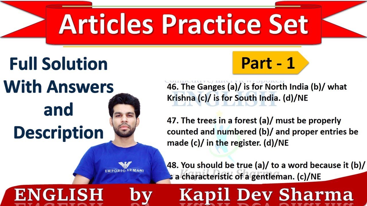 Articles Practice Set Exercise with Answers and Explanation Part - 1 ...
