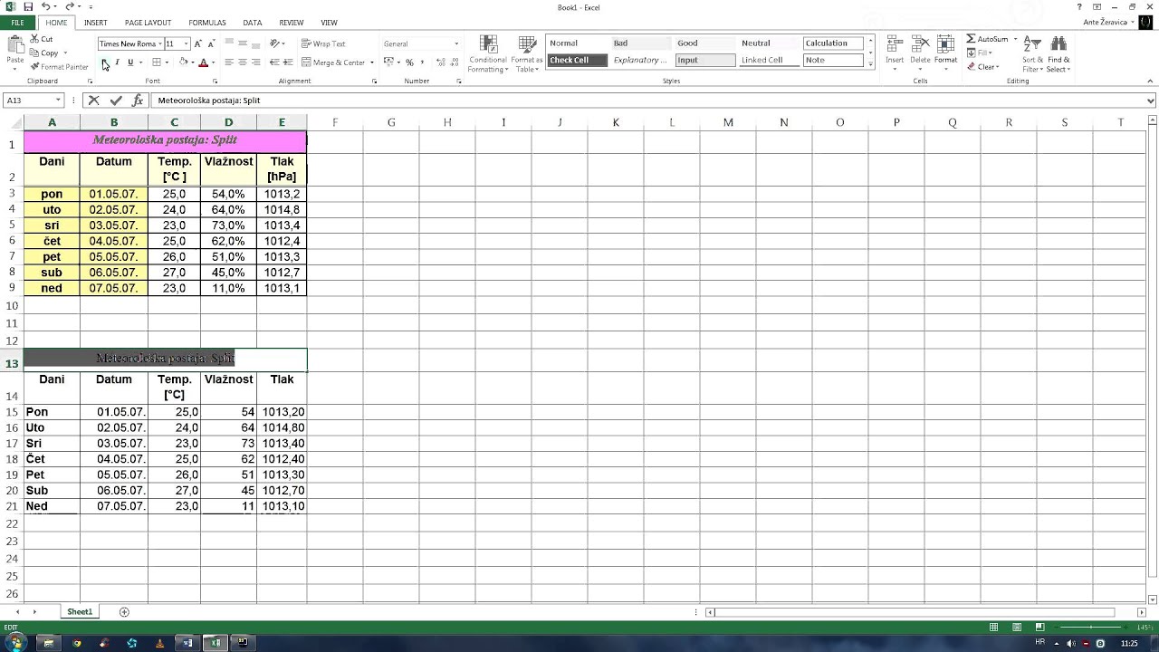 Microsoft Excel - Unos podataka i Oblikovanje - YouTube