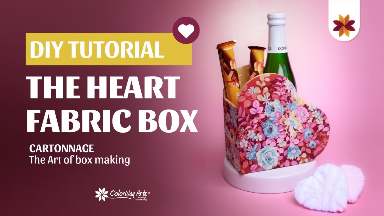 Cartonnage Heart Fabric Box DIY tutorial - YouTube