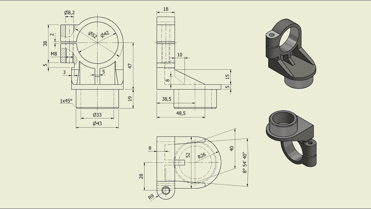 Tutorial Inventor - 116 RIGHT ANGLE STAND (Part-076) - YouTube