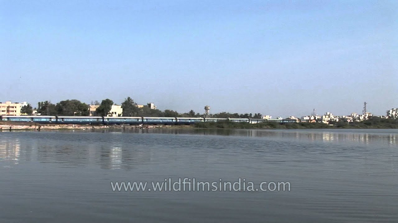 Train passing through Kambar talav in Solapur - YouTube