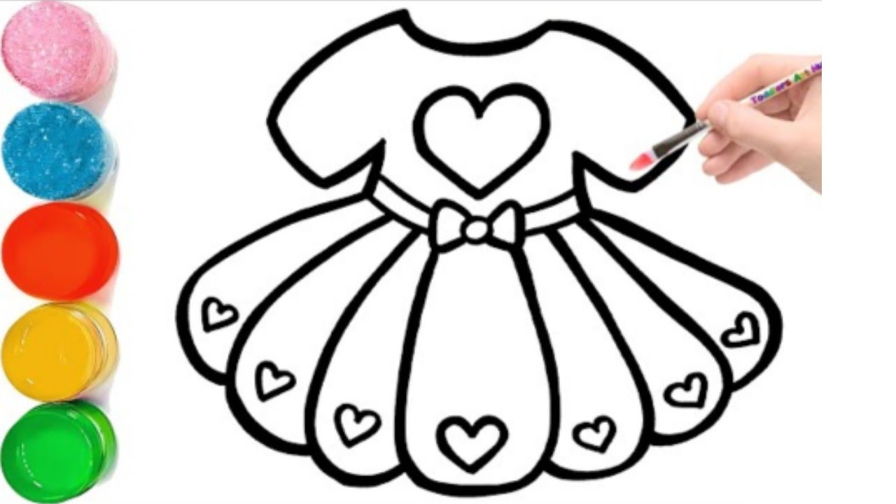 Princess dress drawing, coloring & painting for kids & toddlers | - YouTube