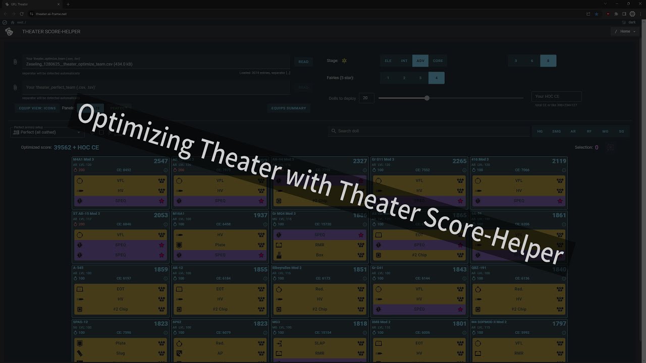 GFL | How to use GFAlarm Optimize Team Theater Score-Helper website ...