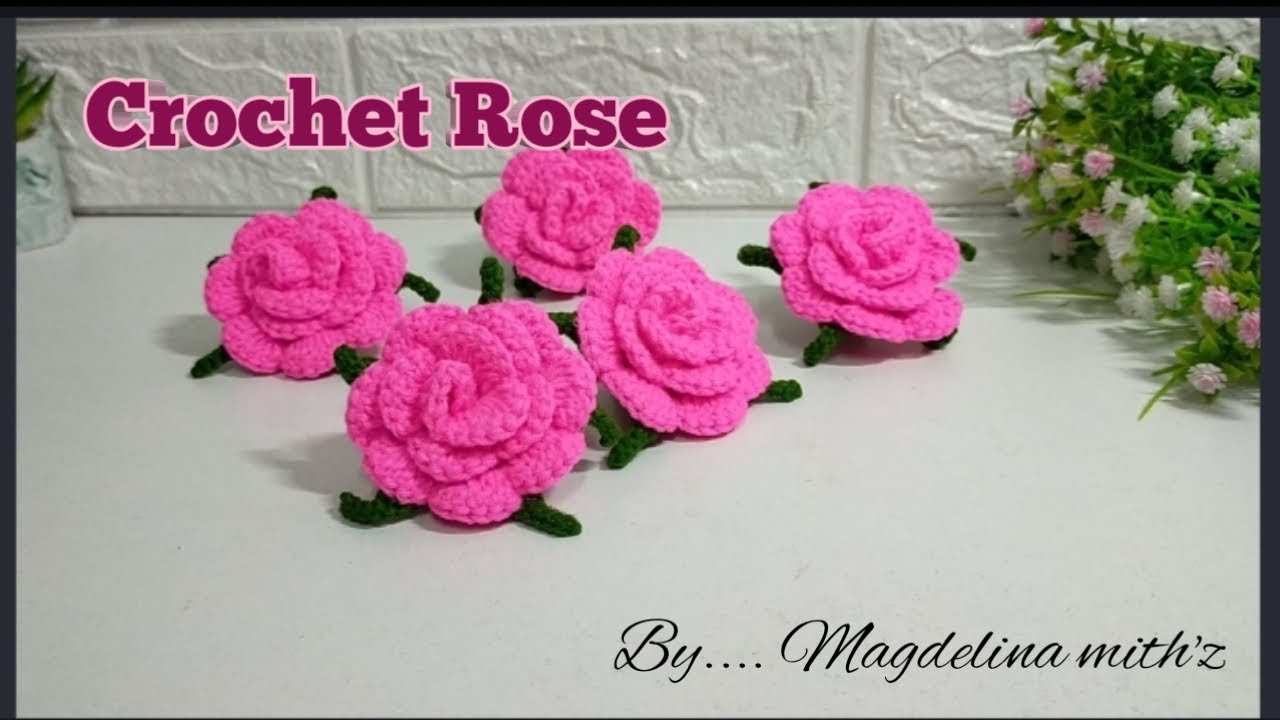 Crochet Rose Flower ~ Toturial Mengait Bunga Rose - YouTube