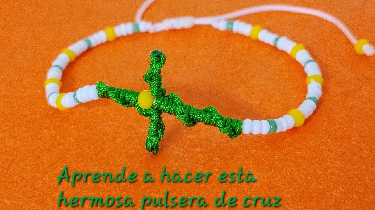 Pulsera de cruz de hilo con nudo torcido. Cómo hacer una cruz. pulsera ...