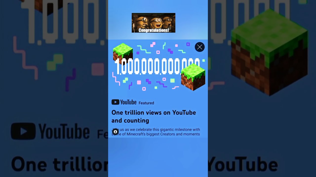 congratulations Minecraft for 1 trillion view. #nkduniya #shorts - YouTube