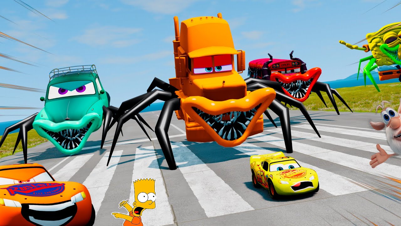 Epic Escape From The Lightning McQueen Eater! | McQueen vs Spider ...