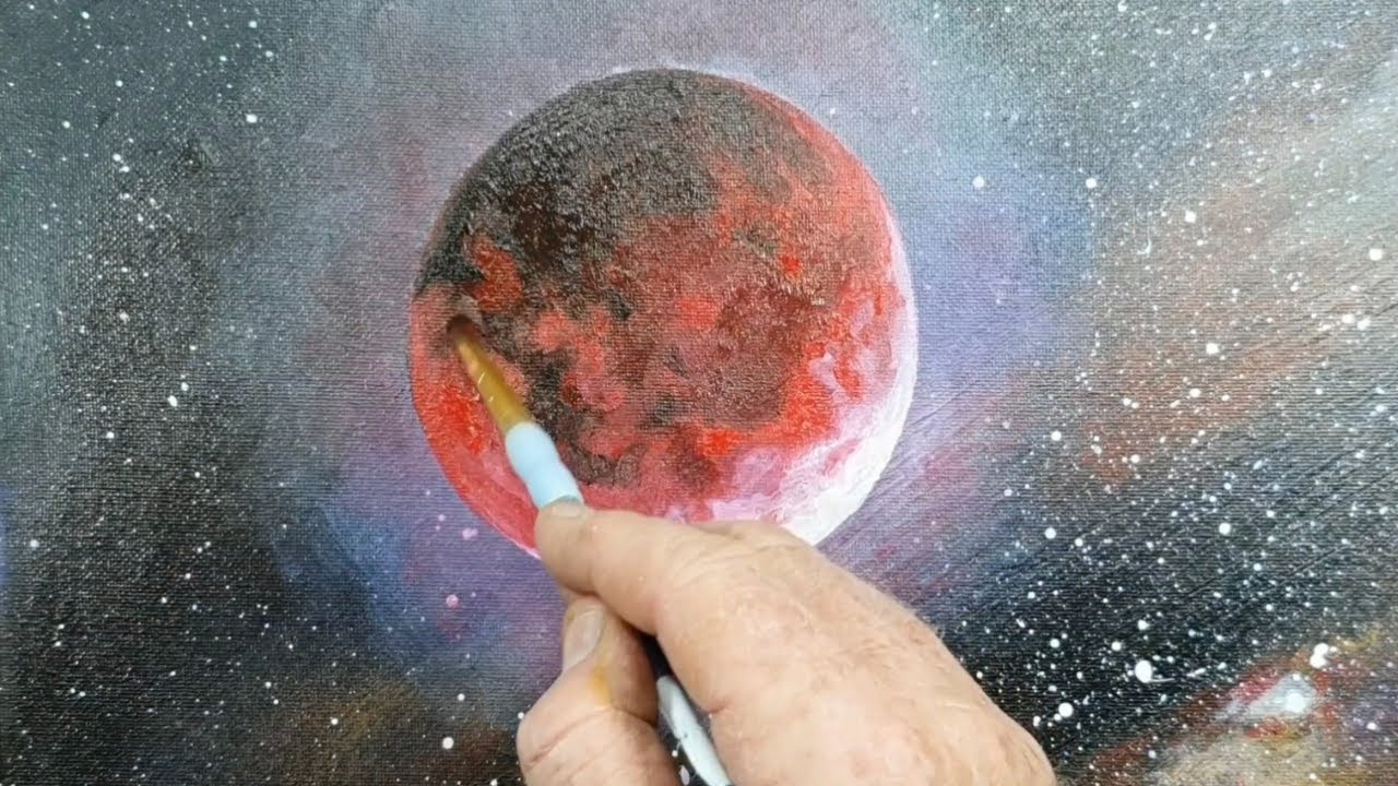 How To Paint a Blood Moon in Acrylics (Easy Mode) - YouTube