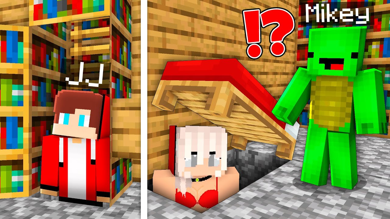 JJ Built Secret Bases Inside Mikey's House in Minecraft (Maizen) - YouTube