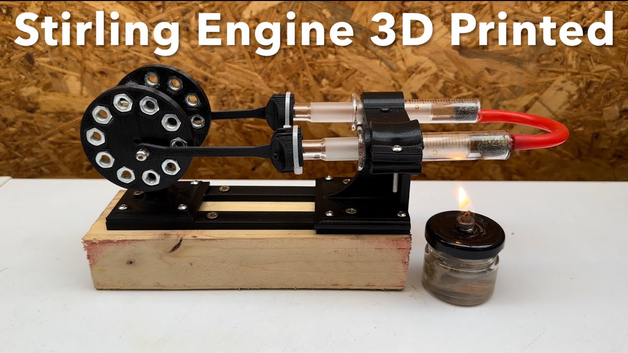 Stirling Engine 3D Printed - YouTube