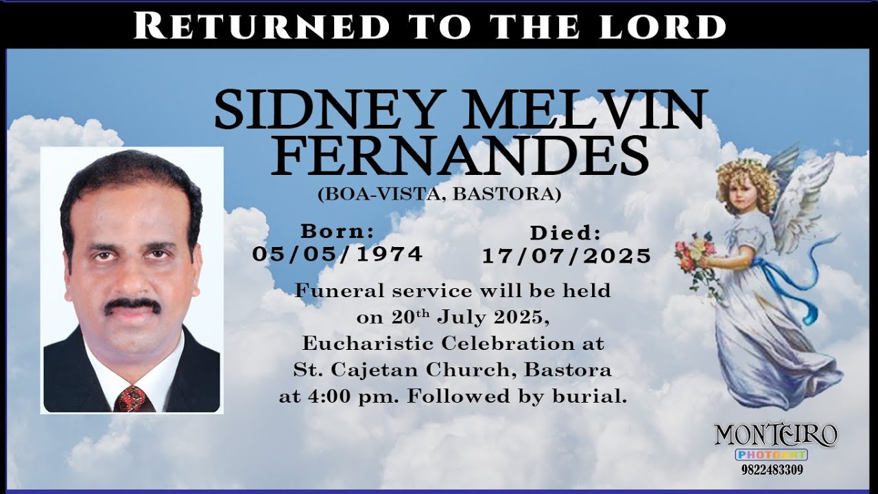 LIVE | FINAL JOURNEY OF SIDNEY MELVIN FERNANDES | 20 JULY 2025 | ST ...