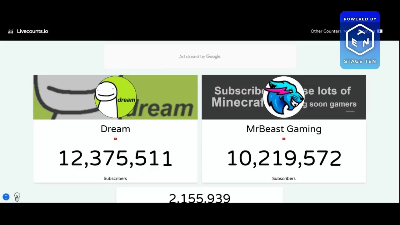 Dream vs MrBeast Gaming live sub count - YouTube