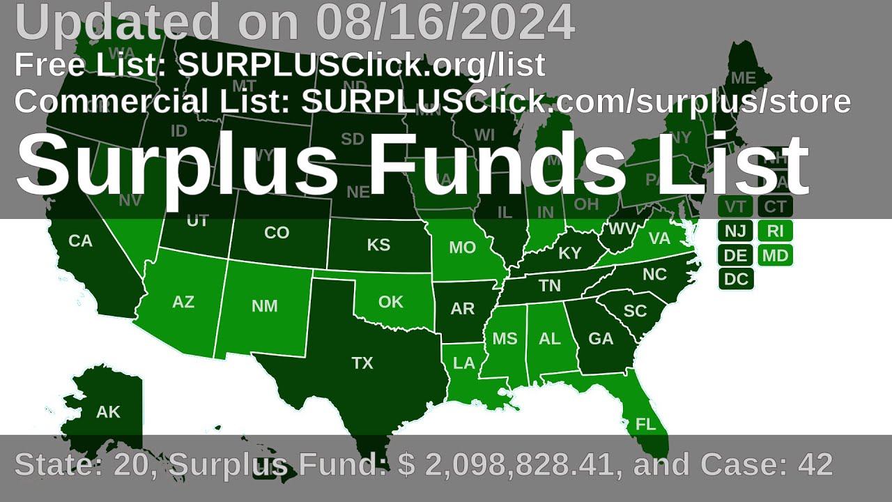 Surplus Funds List: Real-time Updates on 08/16/2024 - Mortgage Overage ...
