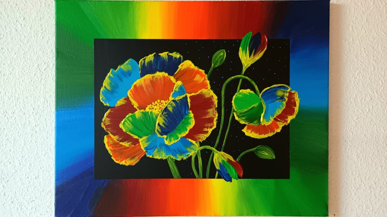Bunte Blumen Malen Acrylfarben für Anfänger Flowers Acrylic Painting ...