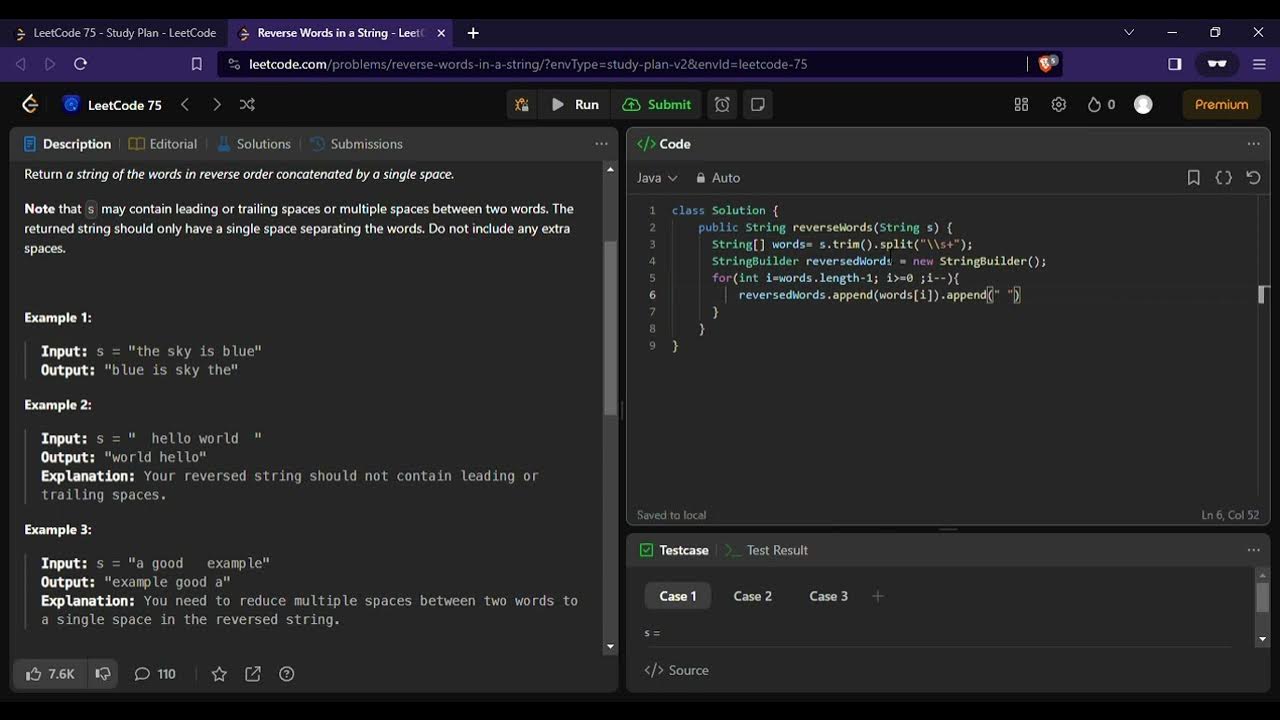 Java Mastery: Reverse Words in a String | LeetCode 151 Solution | Optimal Algorithm | Code ...