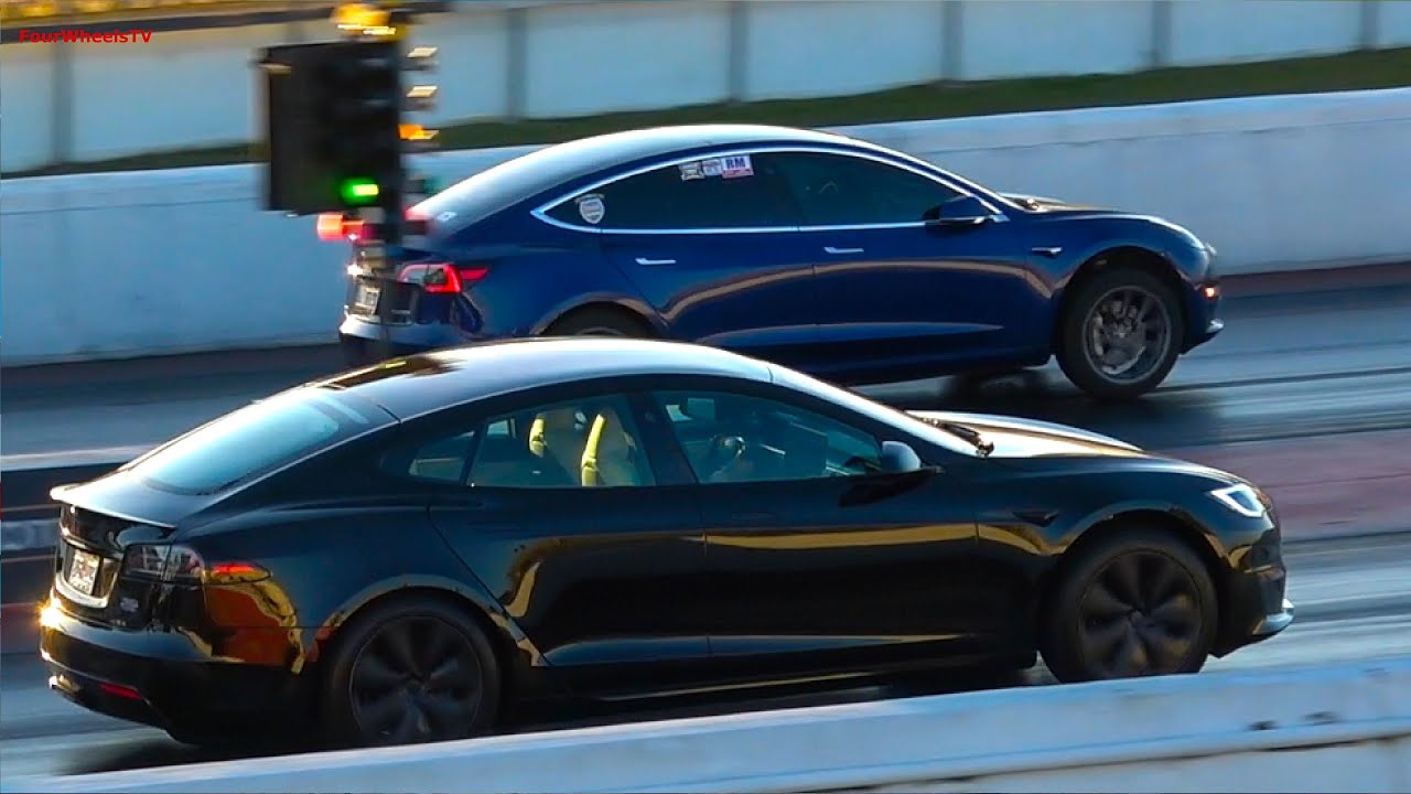 Tesla Model S vs Model 3 Performance Drag Racing at Palm Beach ...
