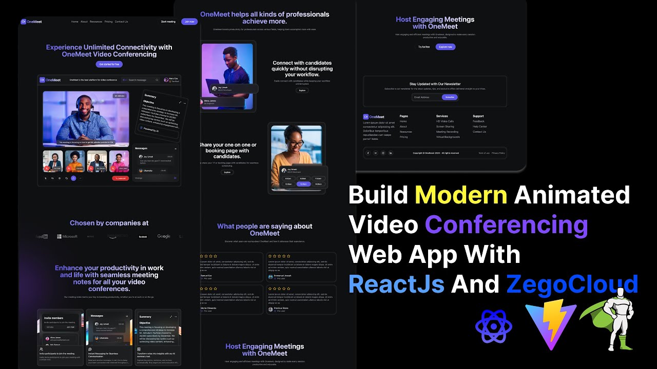 Create an Epic Animated Landing Page with Video Conferencing |ReactJS ...