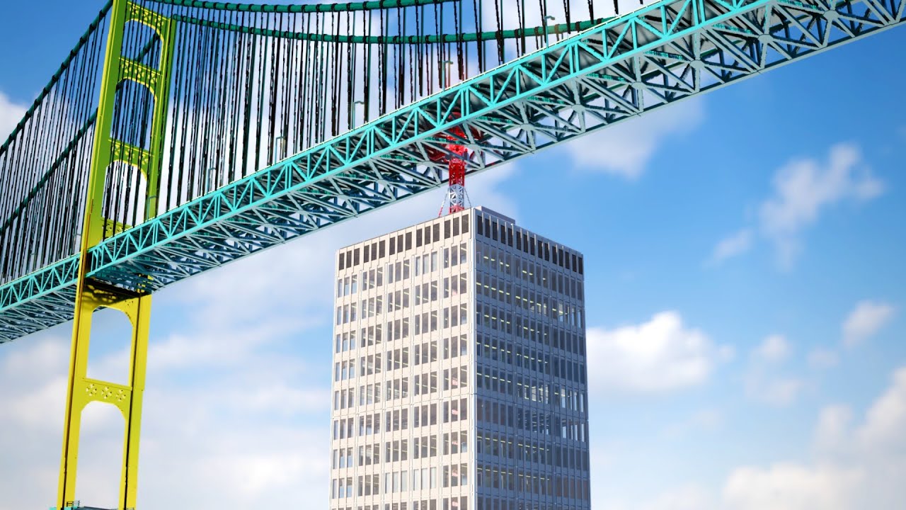 Dynamic Bridge Fall On Building - Teardown - YouTube