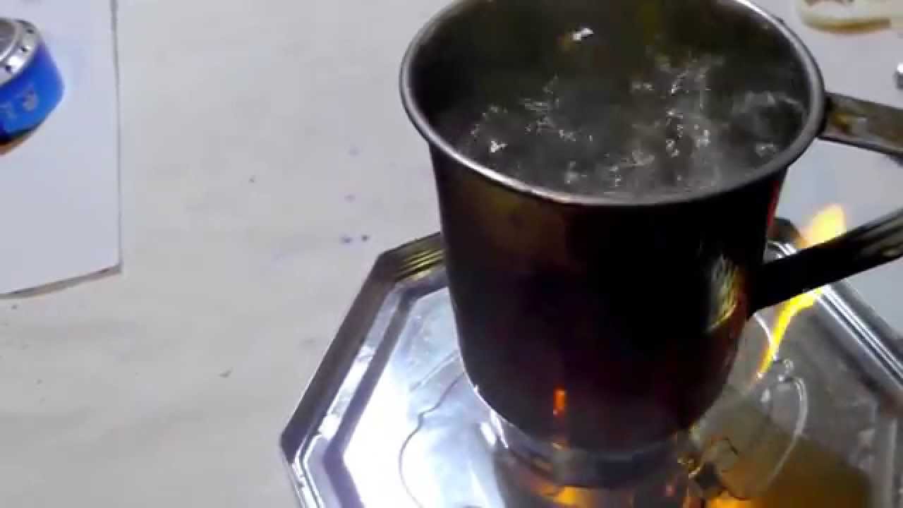 soda can Alcohol stove P844 boiling water - acetone fuel - YouTube