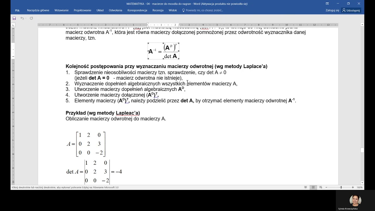 Macierze 04a - macierz odwrotna 3x3 i 2x2 - YouTube
