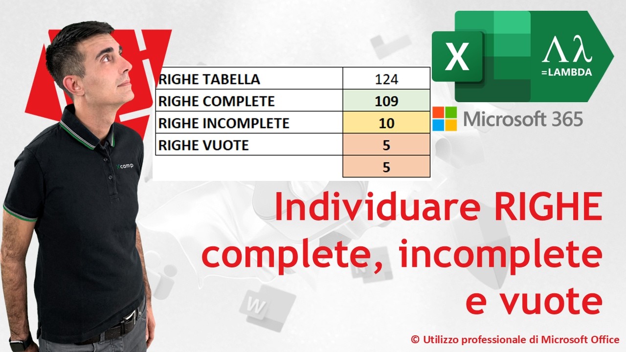 EXCEL 365 - TRUCCHI:👌Controllare l’integrità di una dataset: righe ...
