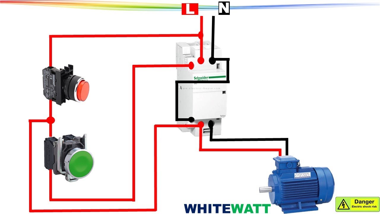 Modular contactor connection with single-phase motor - YouTube