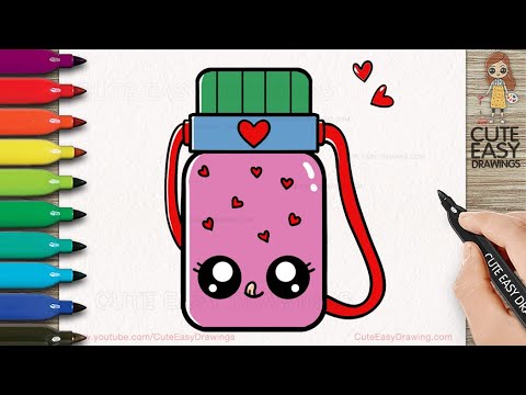 How to Draw a Cute Water Bottle Easy Drawing and Coloring for Kids and ...