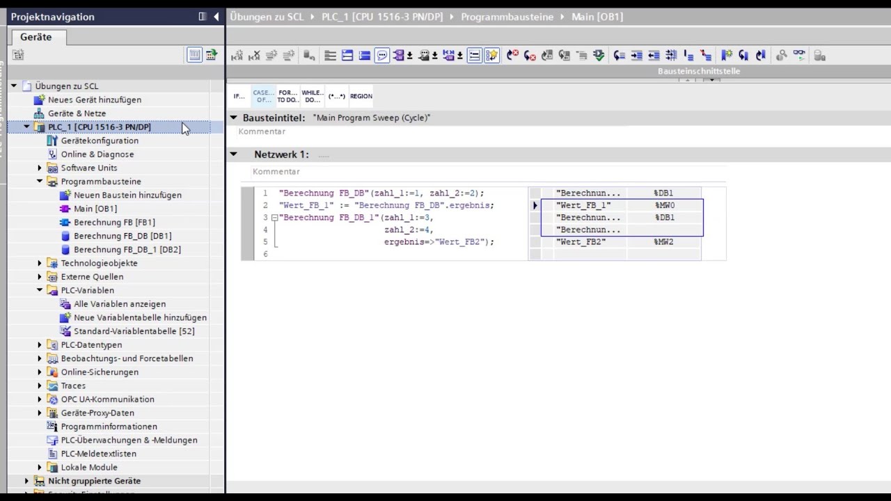 Strukturierter Text (SCL) - Übung "Berechnung FB" - YouTube