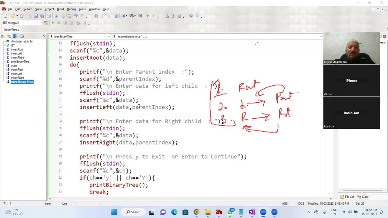 27 Data Structure In C Binary Tree Array Representation Part B Youtube