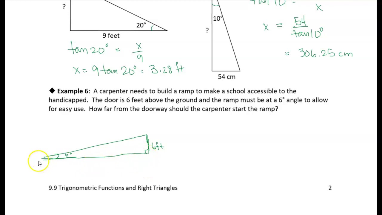 9.9 Trig Functions and Right Triangles: Example 6 - YouTube
