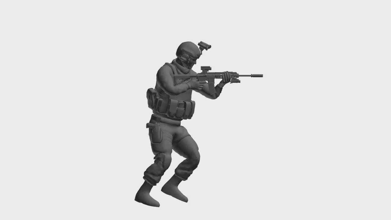 Game Animation - Locomotion Rifle Run Fwd Loop (3ds Max and Maya) - YouTube