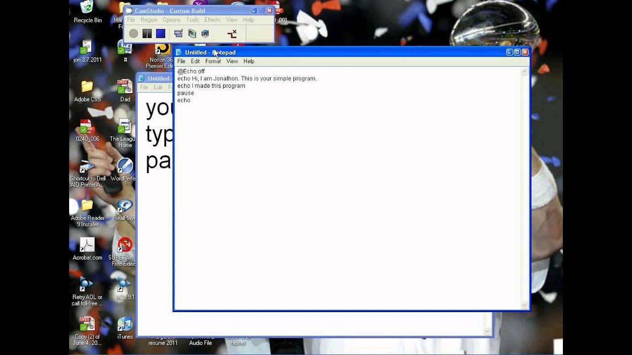 Notepad [Bat File Simple Program] Tutorial 1 - YouTube