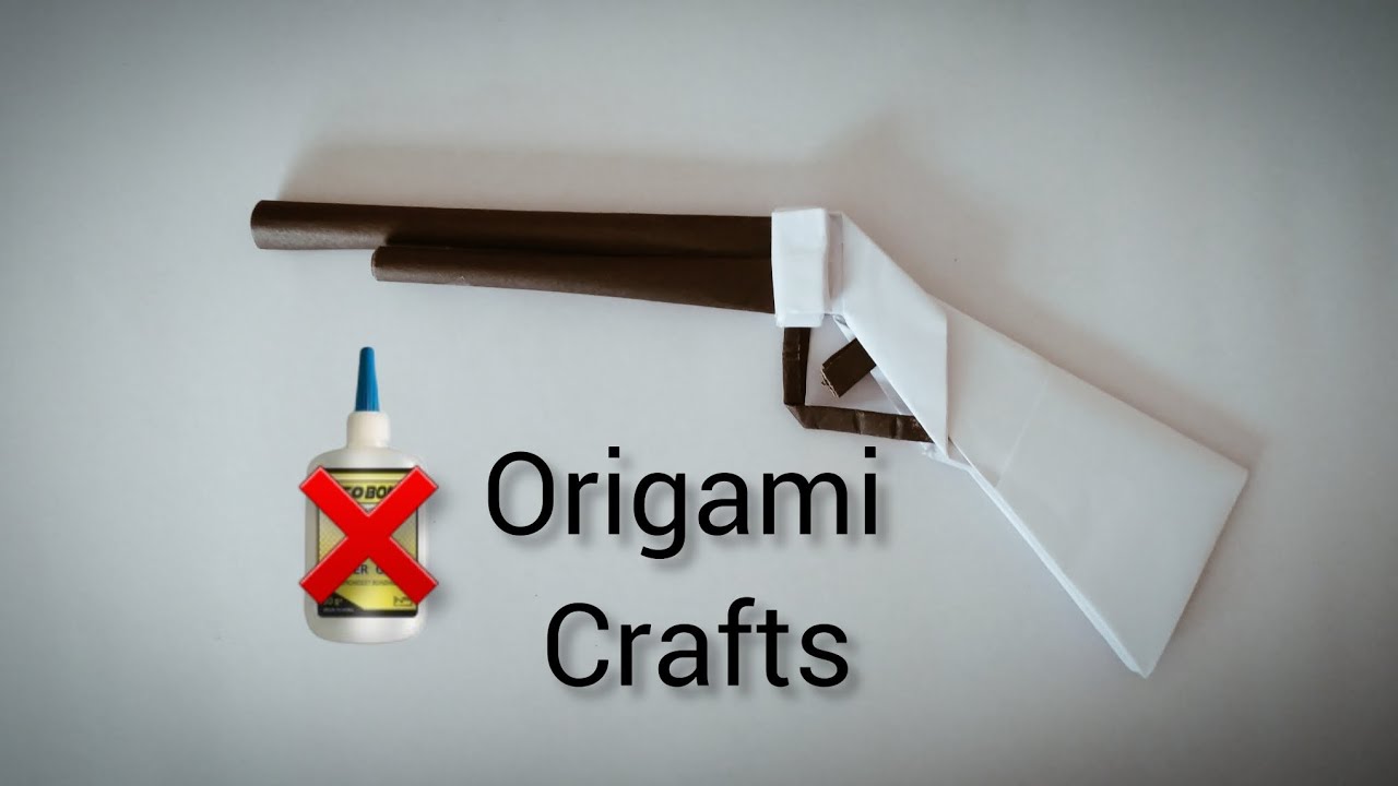 Origami gun easy no tape_How to make a paper gun without glue_ Origami ...