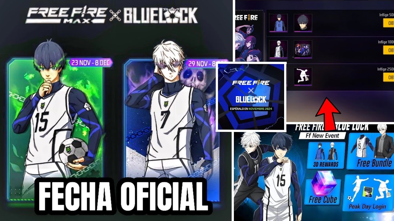 🔥LLEGA LA COLABORACIÓN DE FREE FIRE CON BLUE LOCK, SKINS GRATIS - YouTube
