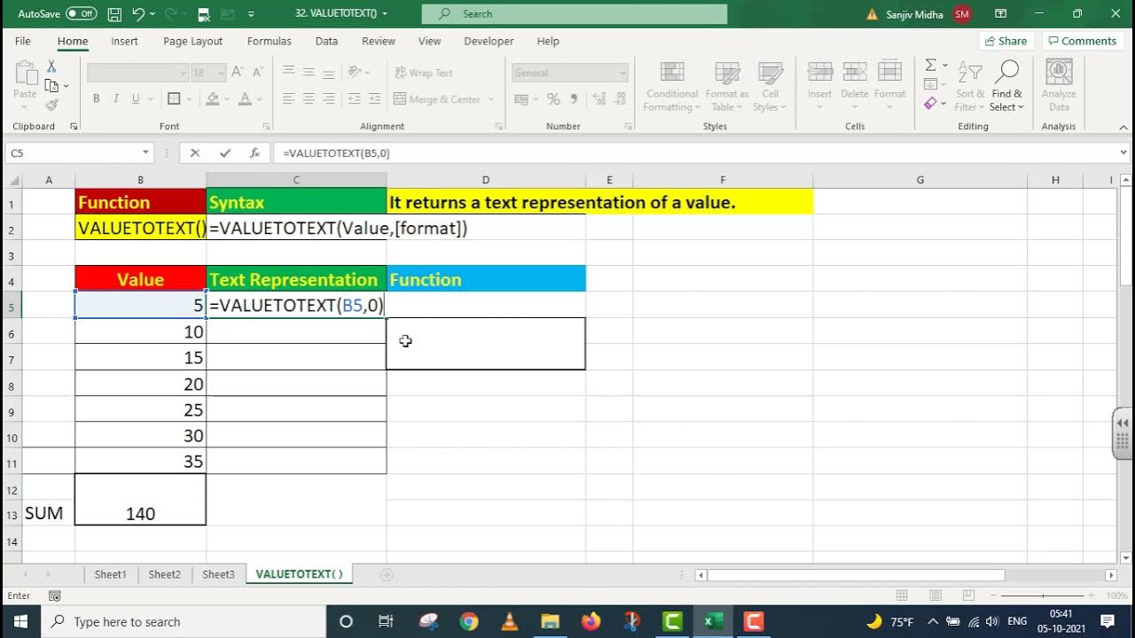 VALUETOTEXT Function - YouTube
